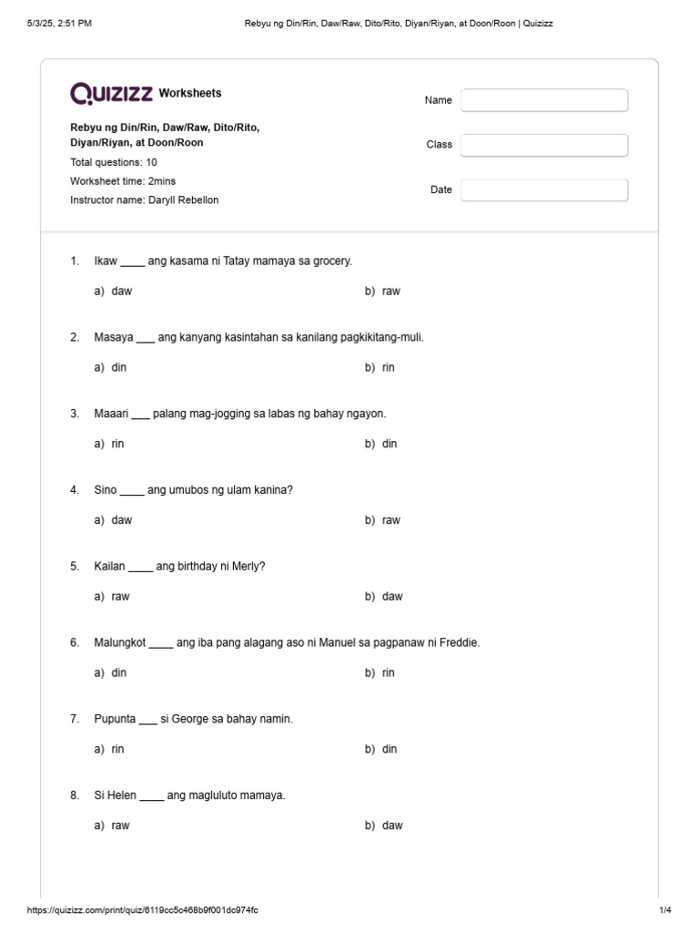 Rebyu NG Din - Rin, Daw - Raw, Dito - Rito, Diyan - Riyan, at Doon ...