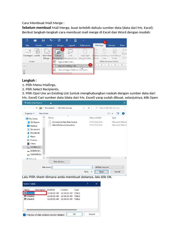 Cara Mudah Membuat Mail Merge Excel | PDF