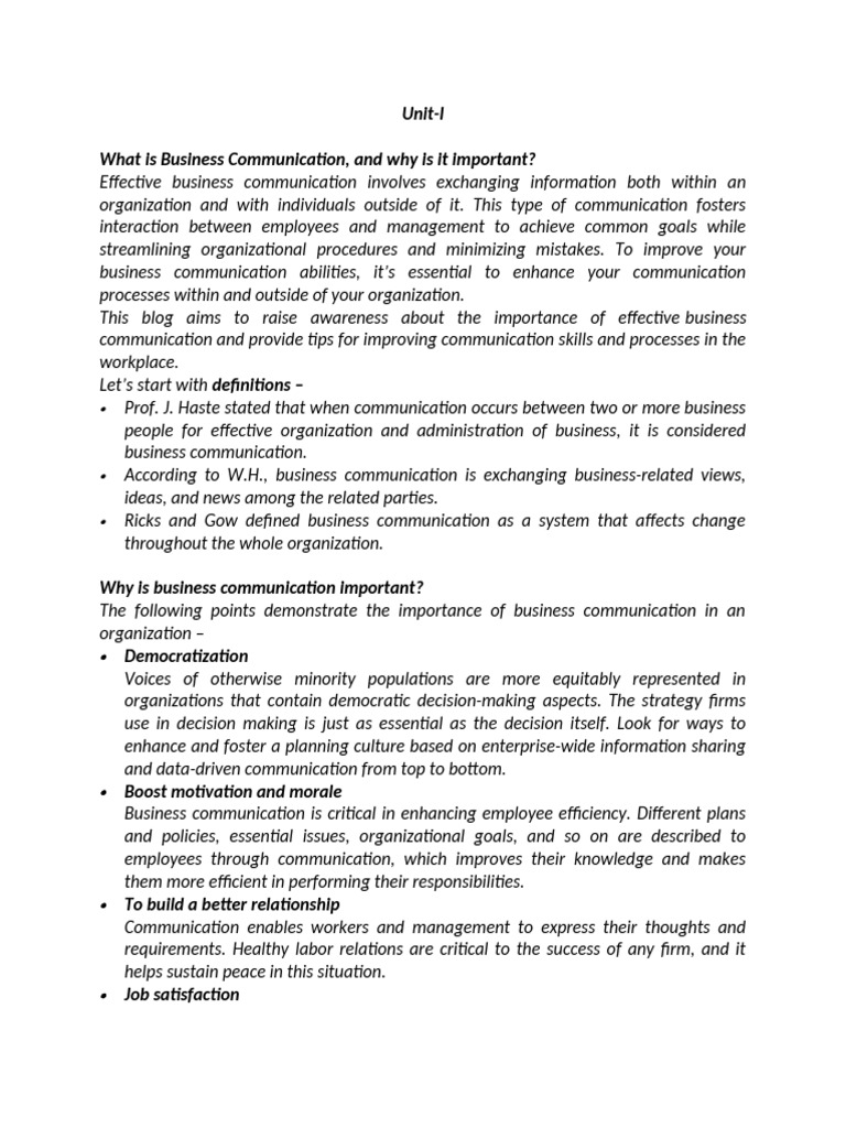 Advanced_Business_Communication_Unit_I_&_II[1] | PDF | Communication ...