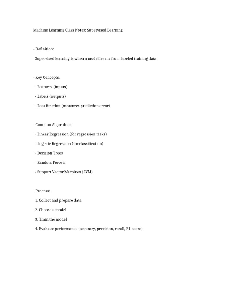 ML Class Notes Supervised Learning | PDF
