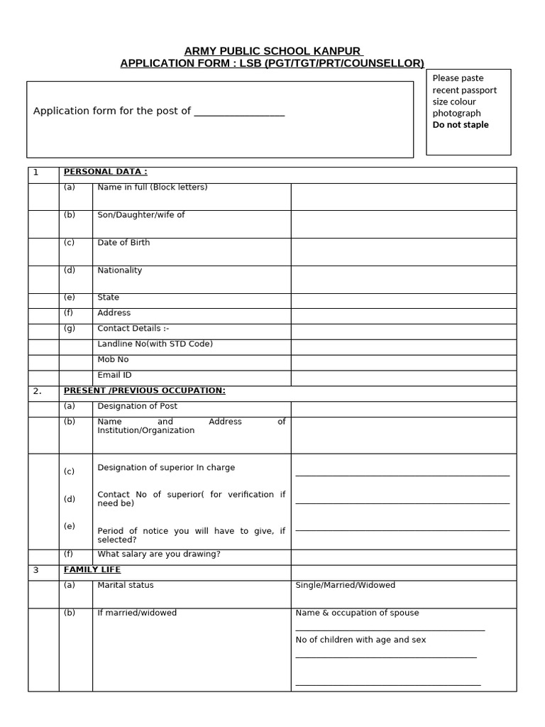 Application Form TEACHERS | PDF