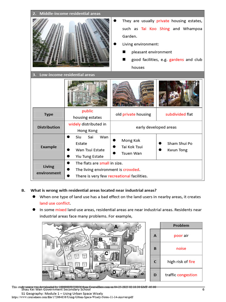 Using Urban Space Wisely Notes 1.1 1.4 Answers PDF | PDF | Housing