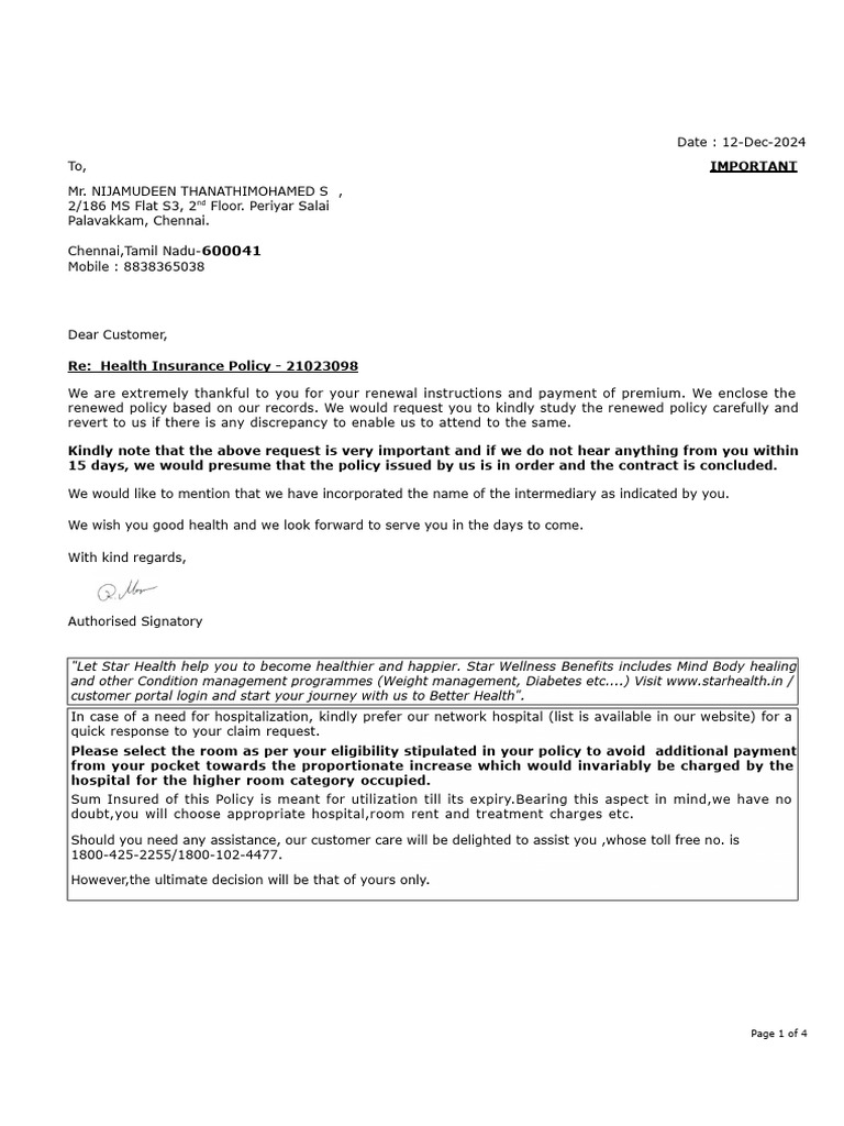 Mediclaim - Family Floater - Policy | PDF | Insurance