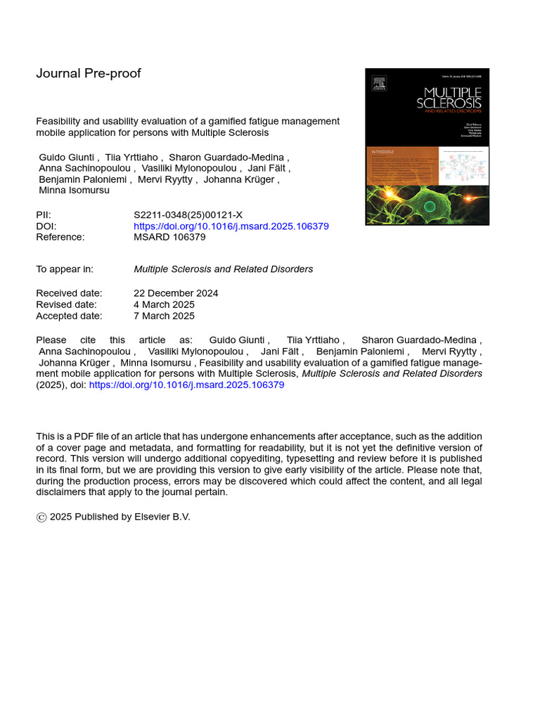 Gamified Fatigue App for MS Management | PDF | Multiple Sclerosis ...