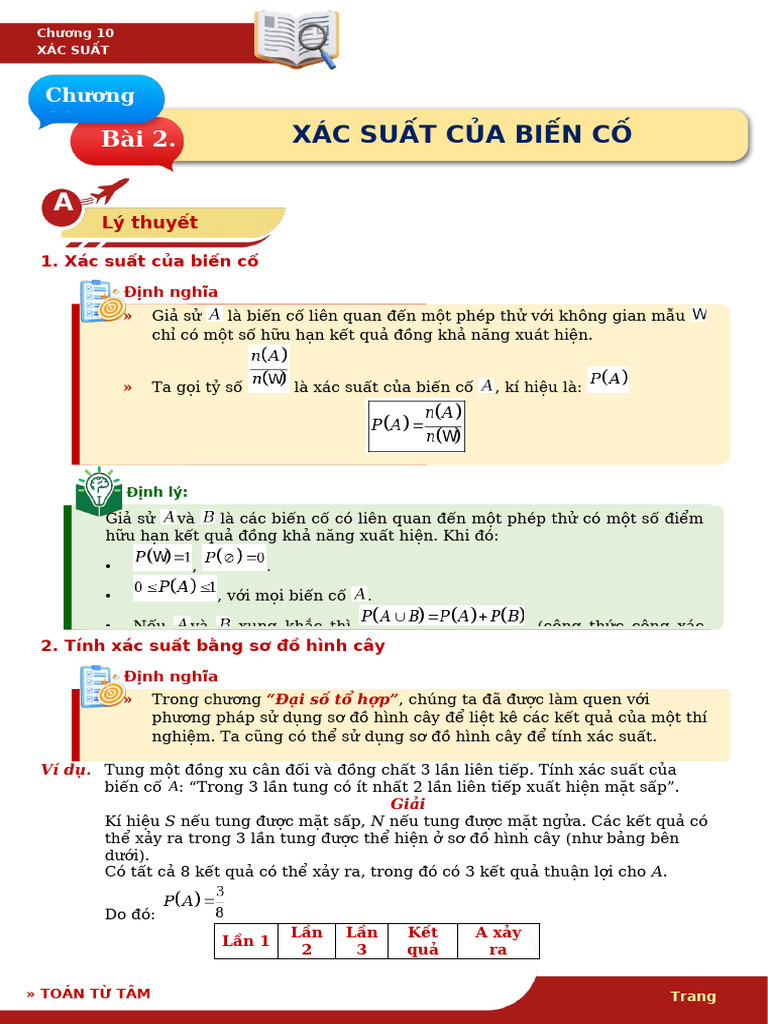 C10-B2-XÁC SUẤT CỦA BIẾN CỐ-P1 | PDF