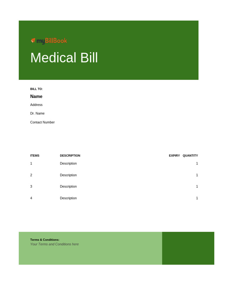 Medical Bill Format in Excel Template | PDF