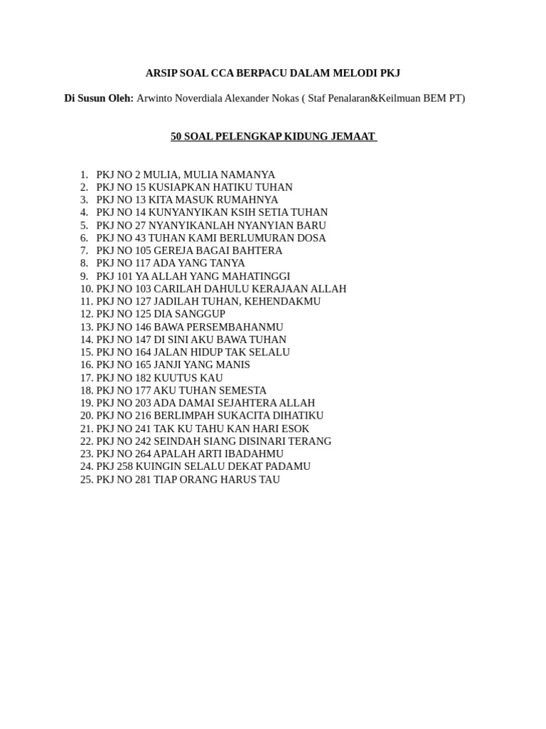 ARSIP SOAL CCA PKJ | PDF