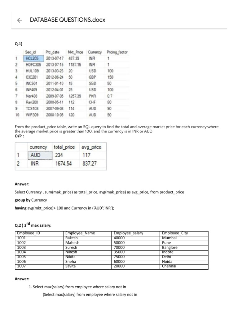 DATABASE QUESTIONS.docx | PDF | Computing | Programming Paradigms