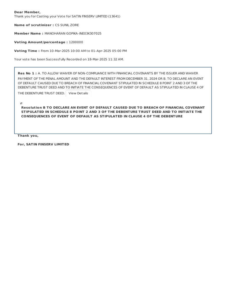 Voting Receipt - 15532477 | PDF