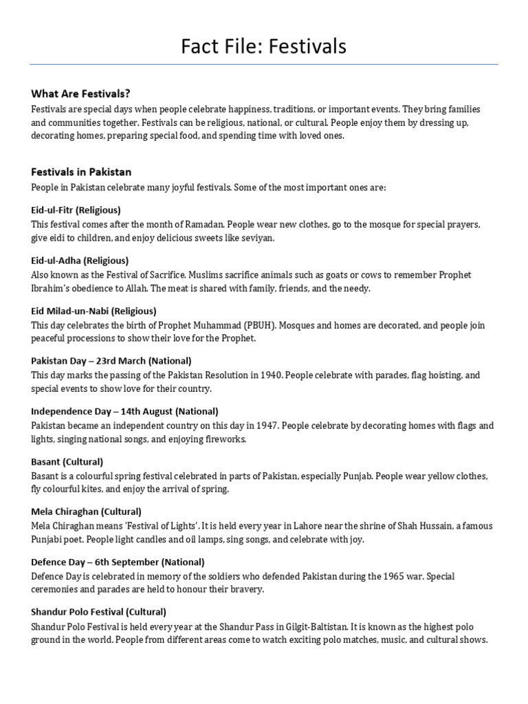 Festivals Fact File | PDF | Religious Holidays