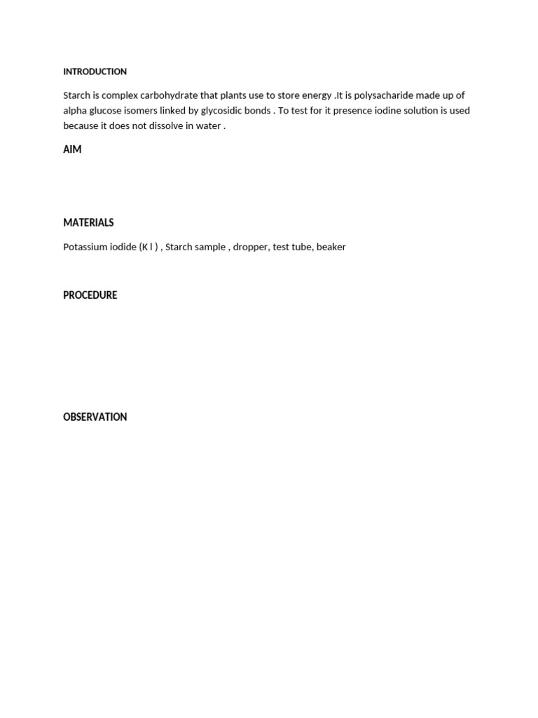 Starch Test | PDF
