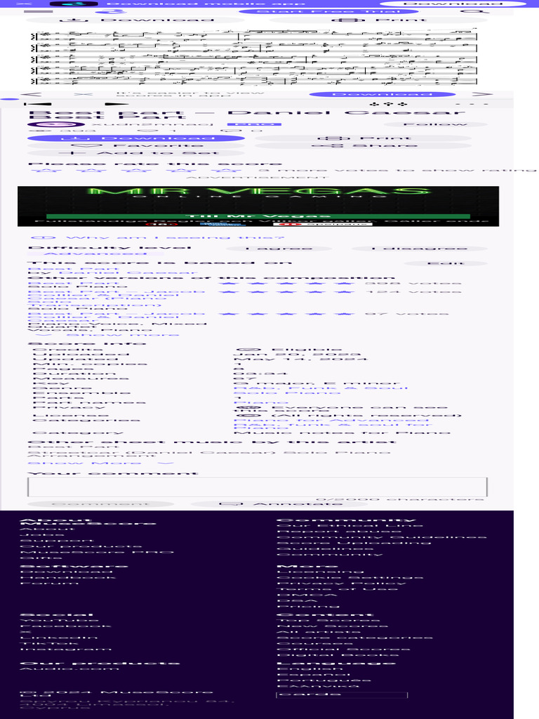 Best Part Piano Sheet Music | PDF | Quartet | Saxophone