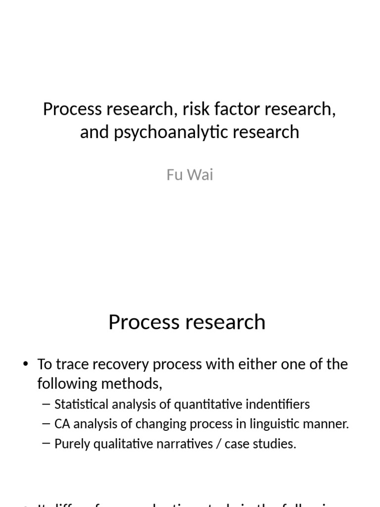 Process Research, Risk Factor Research, and | PDF | Psychoanalysis ...