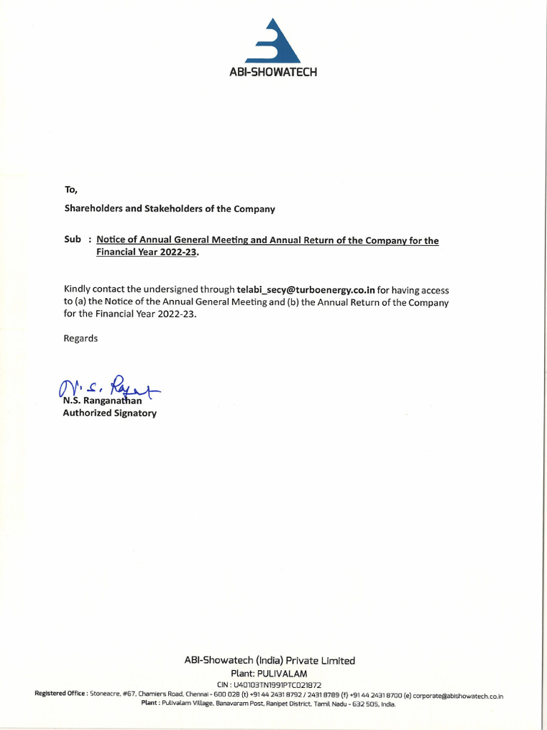 ABI Notice and Annual Return 22 23 | PDF