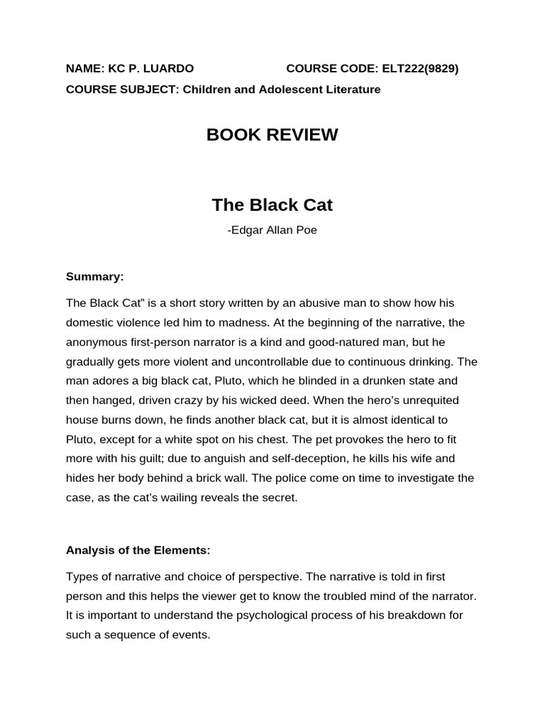 The Black Cat - Book Review | PDF | Psychology