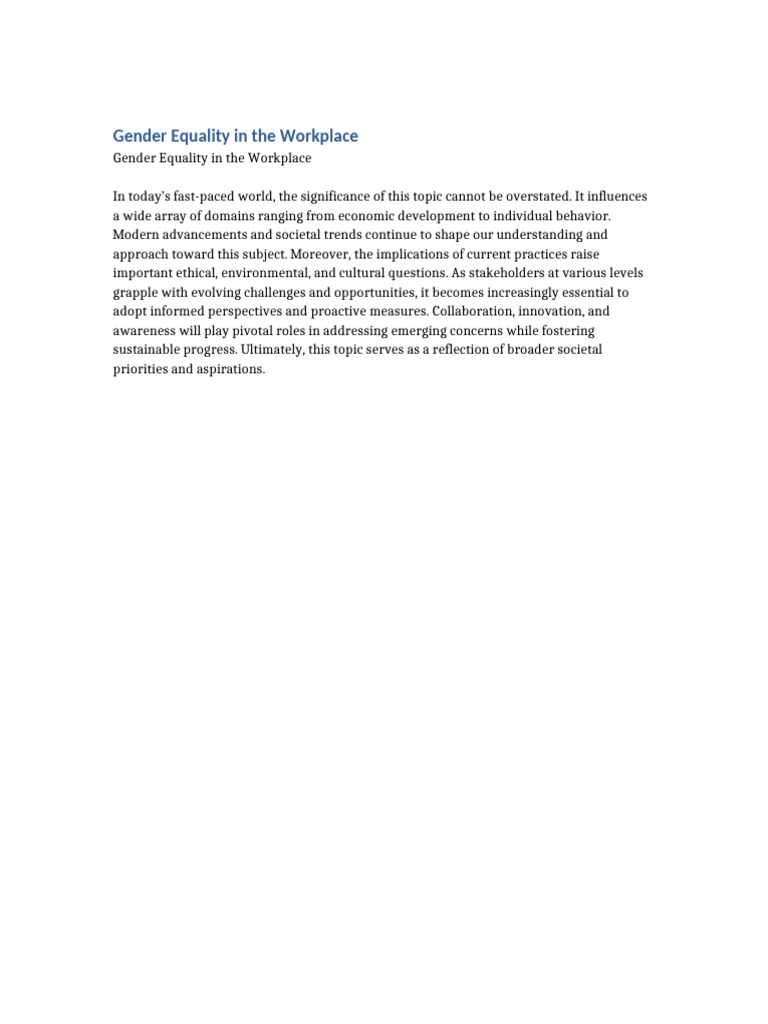 Gender Equality in The Workplace | PDF