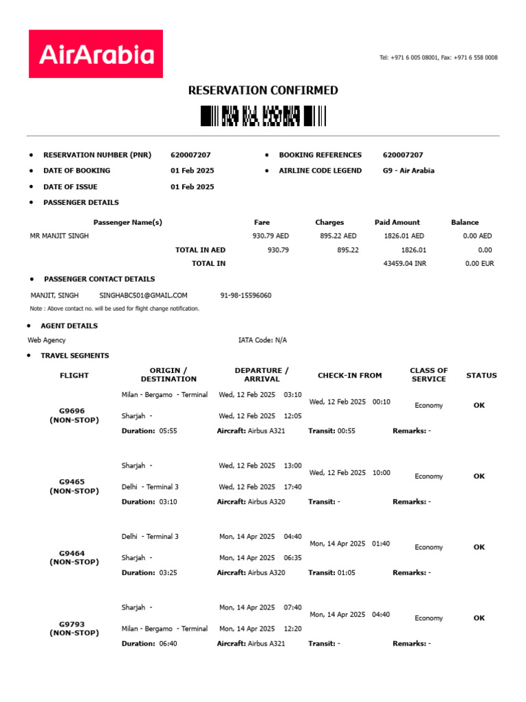 __ The Travel Itinerary MANJIT SINGH | PDF | Baggage