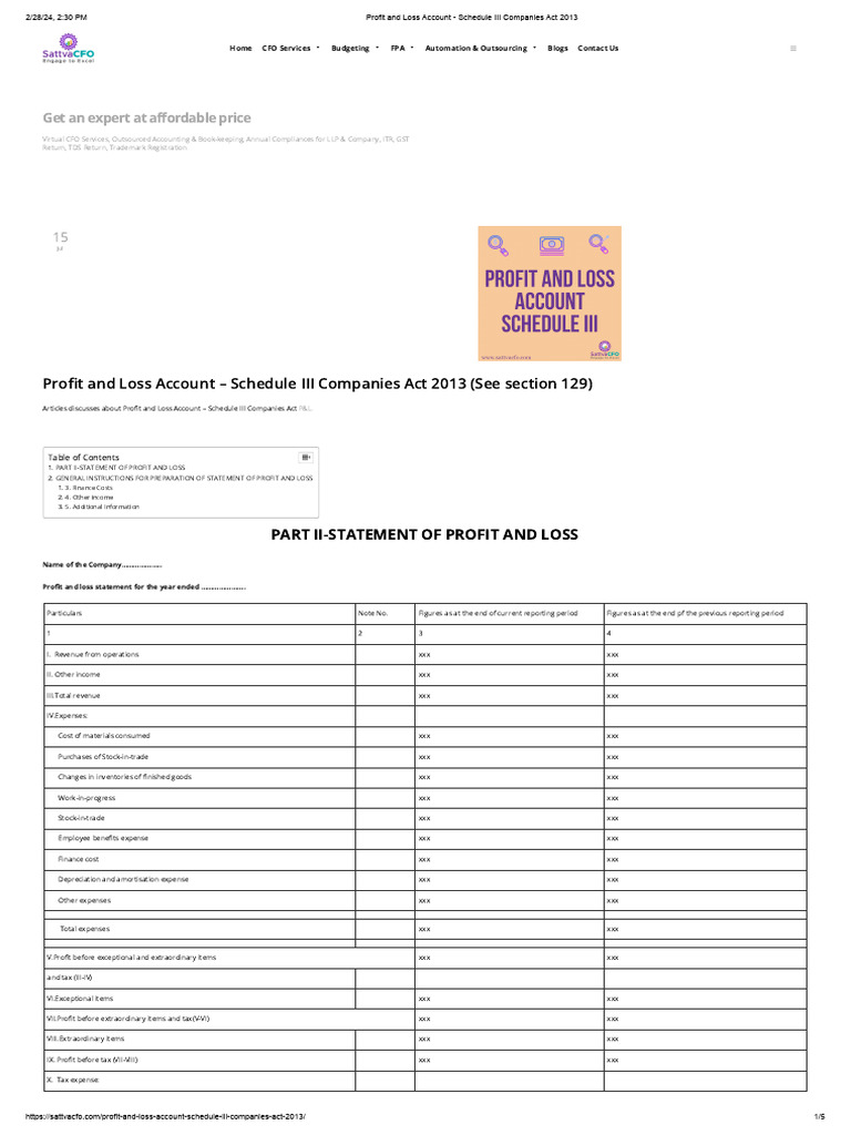 P&L Account Format per Schedule III | PDF | Income Statement | Expense