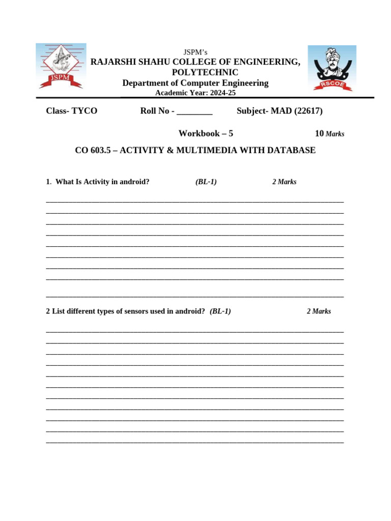 MAD - UNIT-5 Workbook | PDF | Computing