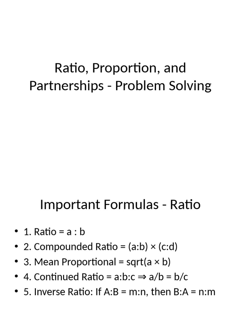 3.ratio Proportion Partnerships Complete | PDF | Mathematics