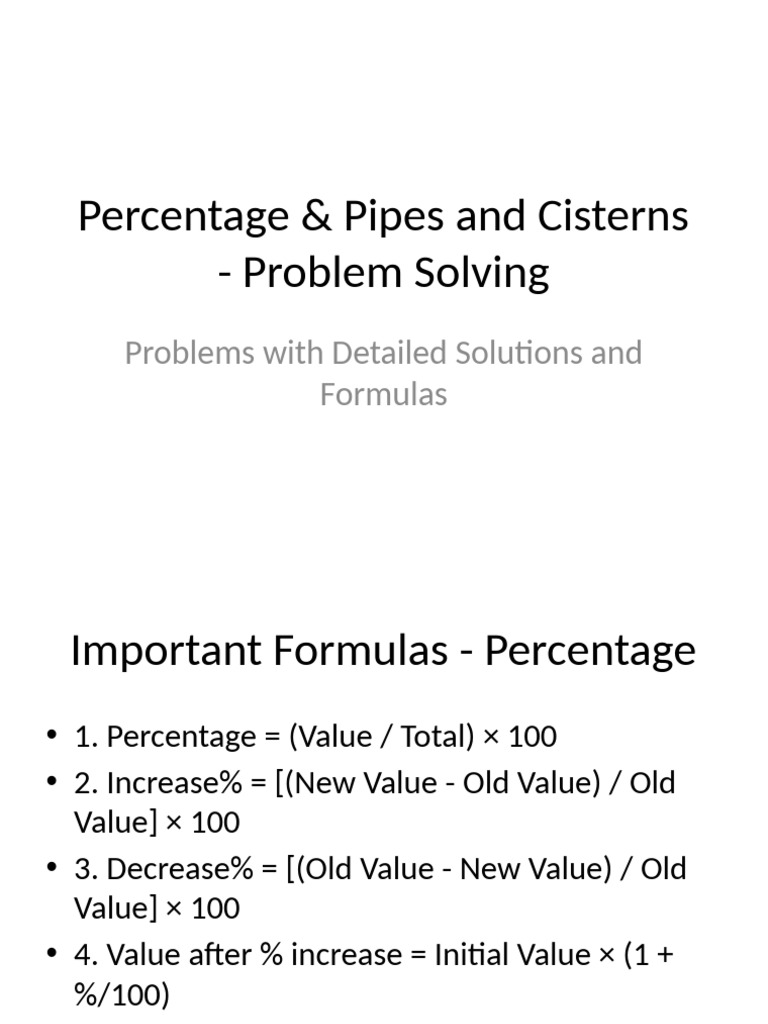 6. Percentage Pipes Cisterns | PDF | Percentage
