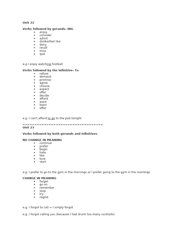 L5 U22 & 23 Gerunds Vs Infinitives | PDF