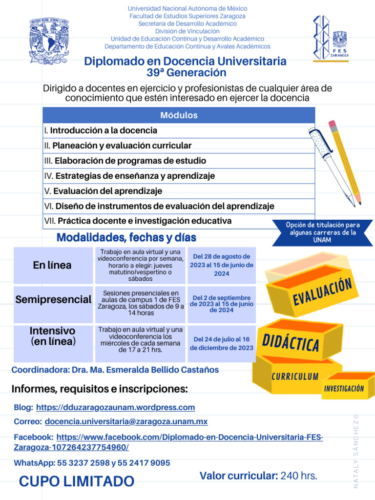 Diplomado en Docencia Universitaria UNAM | PDF | Enseñando | Aprendizaje