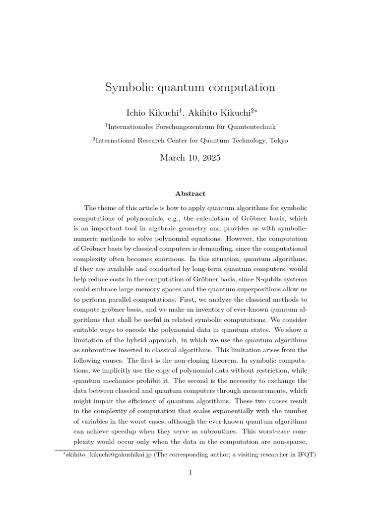 Symbolic Quantum Computation | PDF | Eigenvalues And Eigenvectors | Quantum Computing