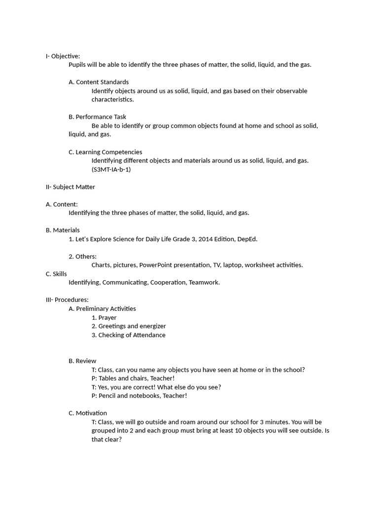 LP Science3 Group Demo (Phases of Matter) | PDF | Matter | Liquids