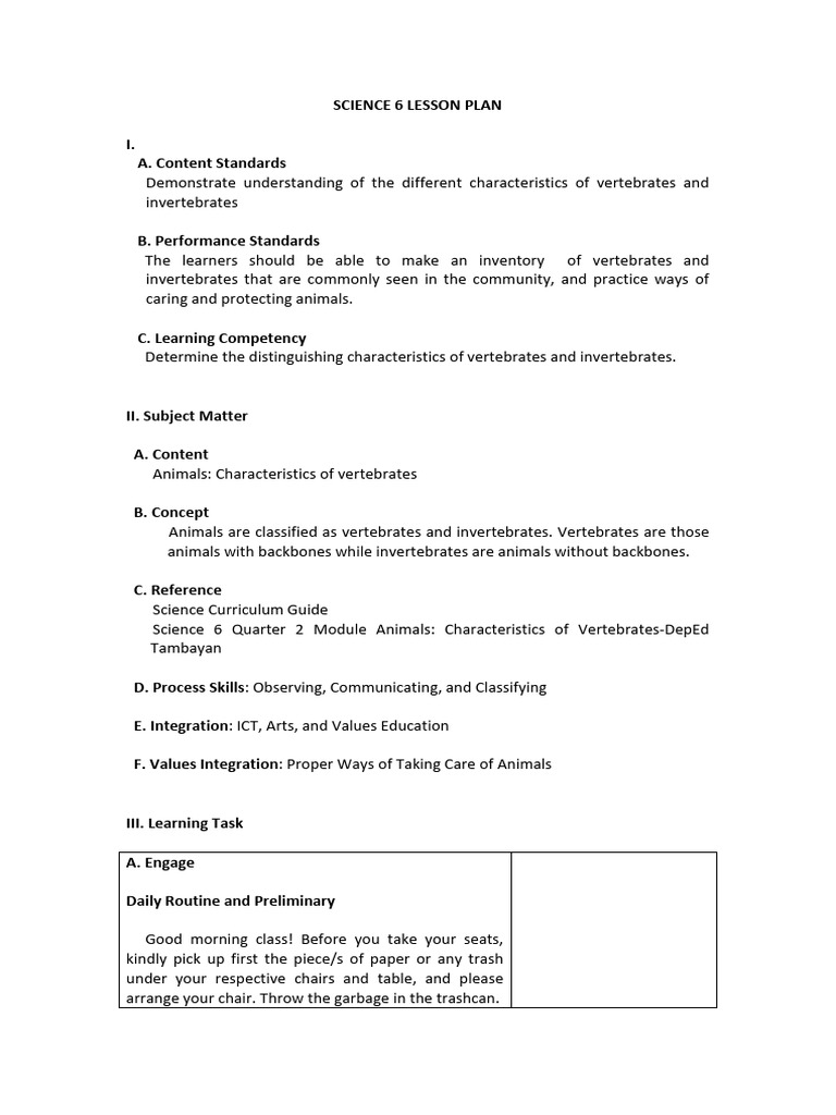 Science Lesson Plan For Demo | PDF | Amphibian | Vertebrates
