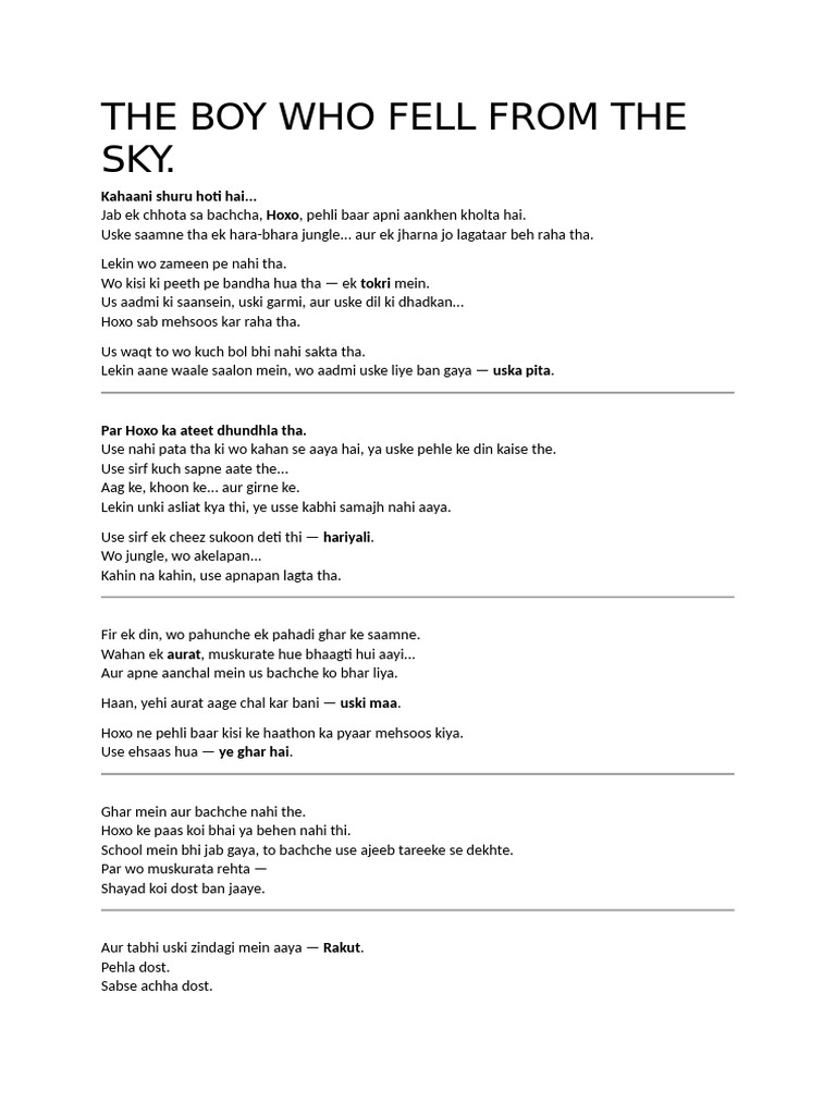 The Boy Who Fell From the Sky | PDF