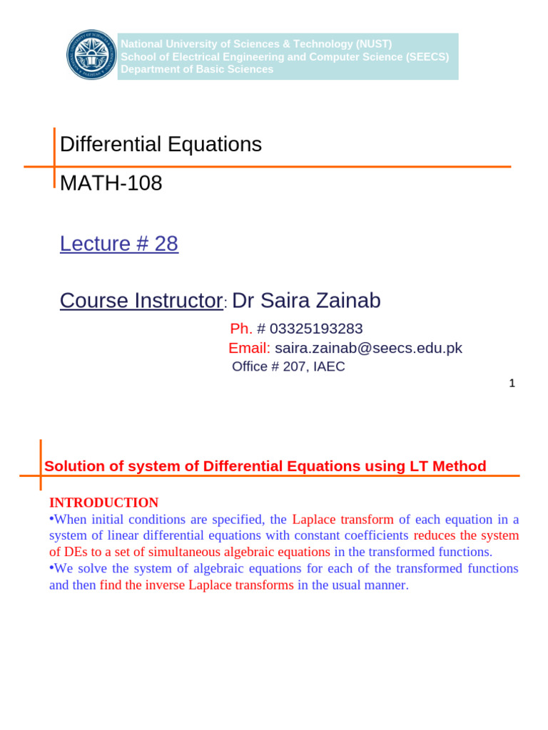 ODE Lecture 28 (EE) | PDF