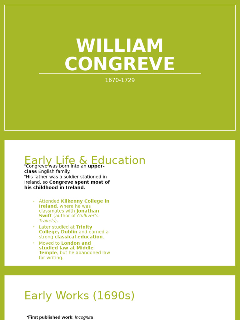 William Congreve: Life and Works | PDF