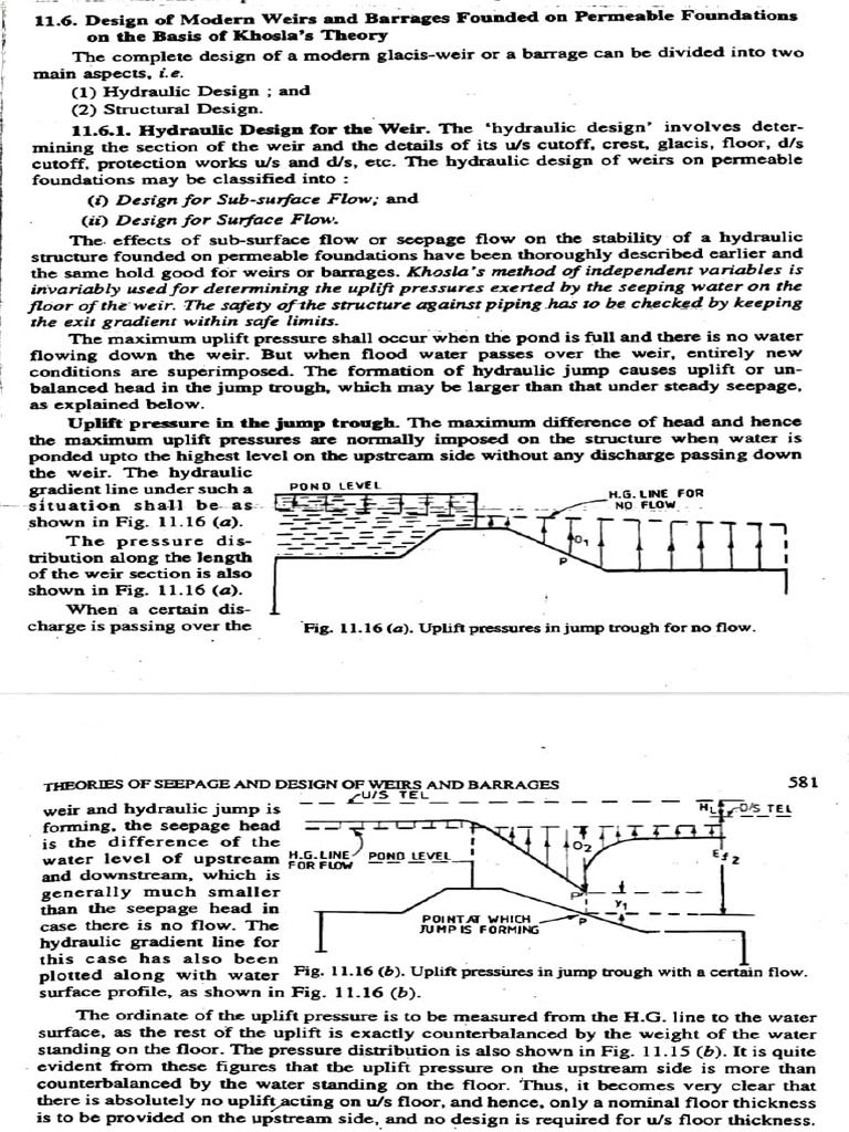 Design of Weir On Permeable Foundation | PDF | River | Soil Mechanics