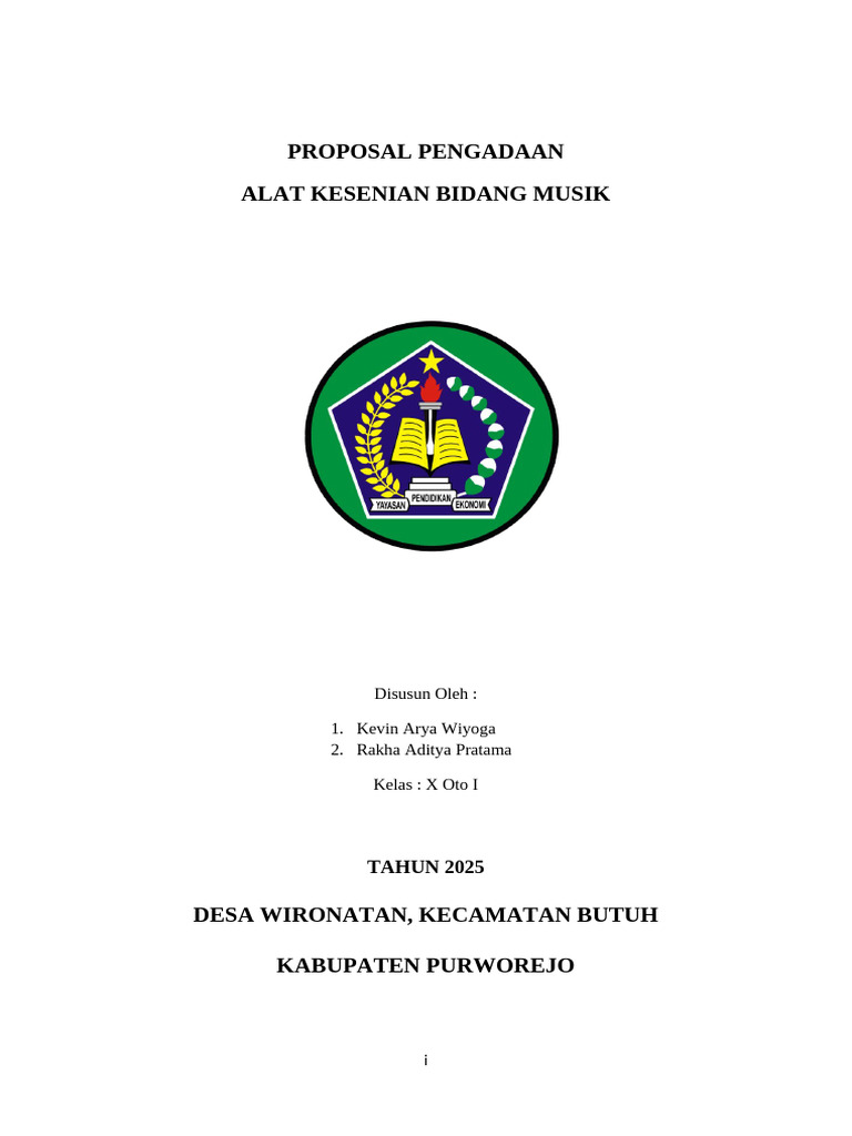 Proposal Pengadaan Alat Kesenian Bidang Musik | PDF