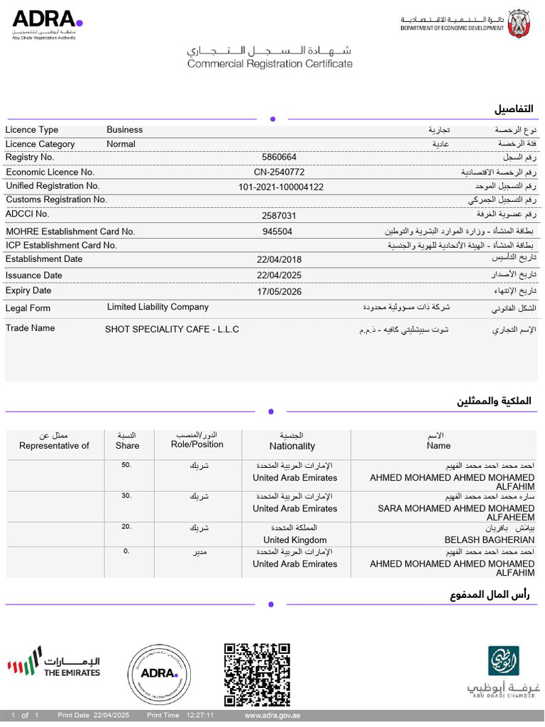 UAE Commercial Registration Details | PDF