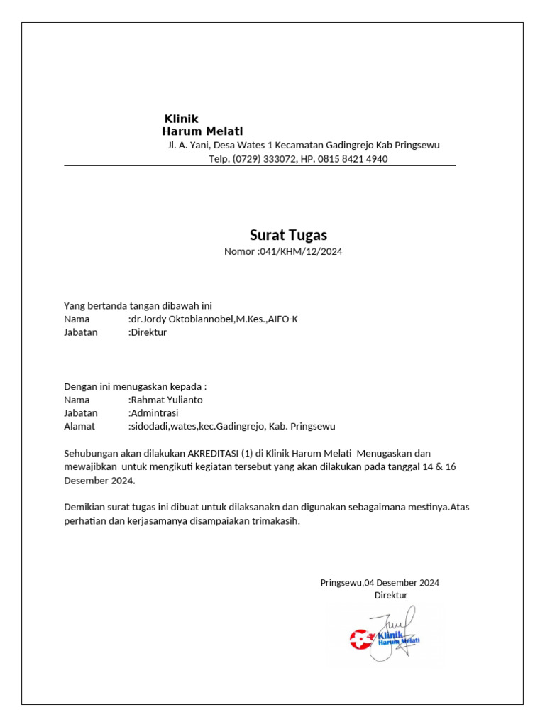 Surat Tugas | PDF