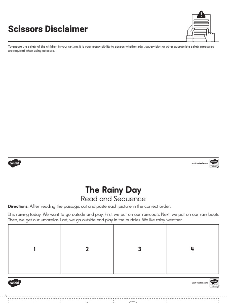 BW Kindergarten The Rainy Day Read and Sequence | PDF