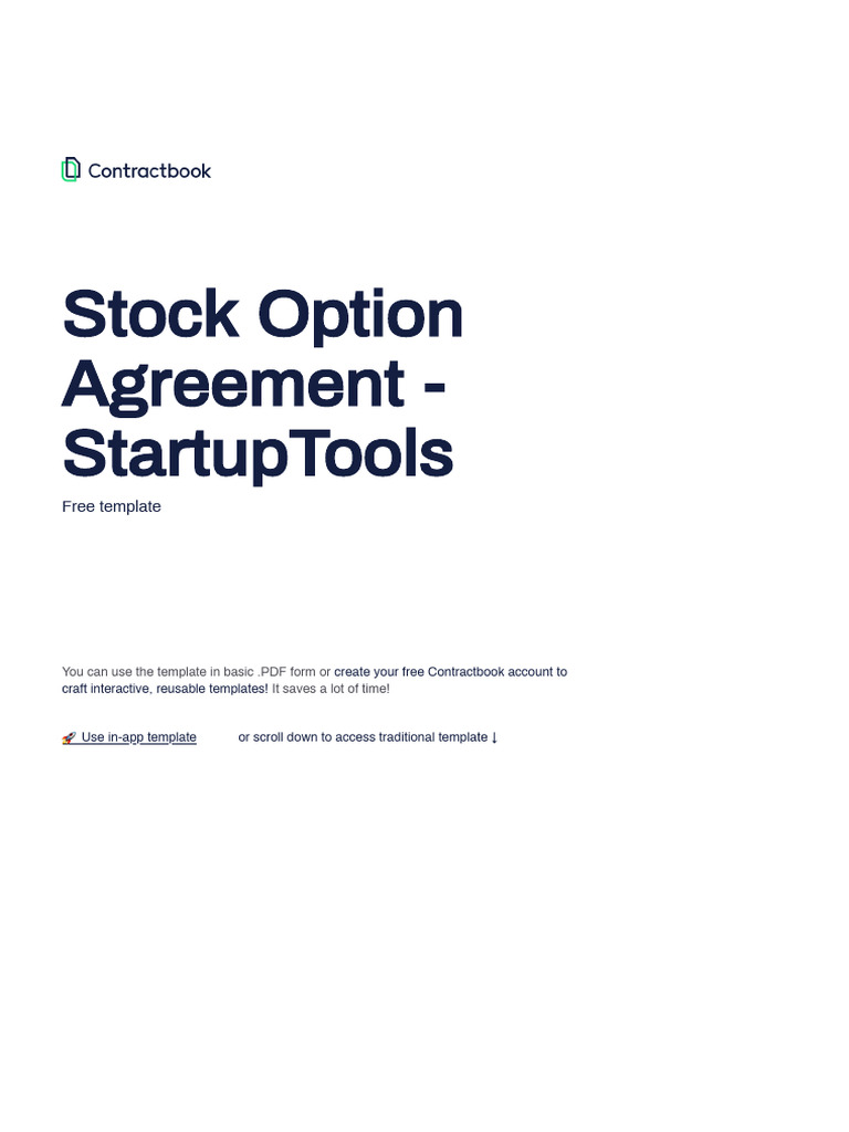 Stock Option Agreement - StartupTools | PDF | Employee Stock Option ...
