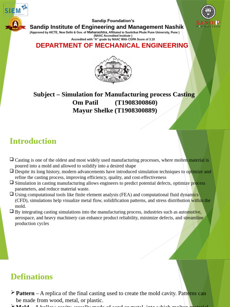 Simulation for Manufacturing process | PDF | Casting | Foundry