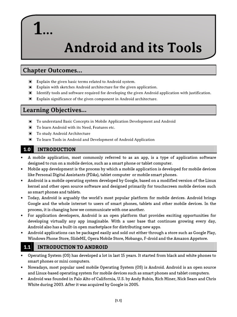 Ch1 Android and Its Tools | PDF | Android (Operating System) | Tablet Computer