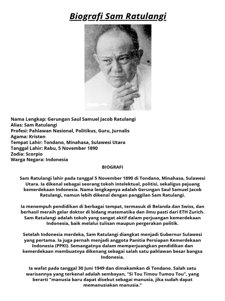 Biografi Sam Ratulangi | PDF
