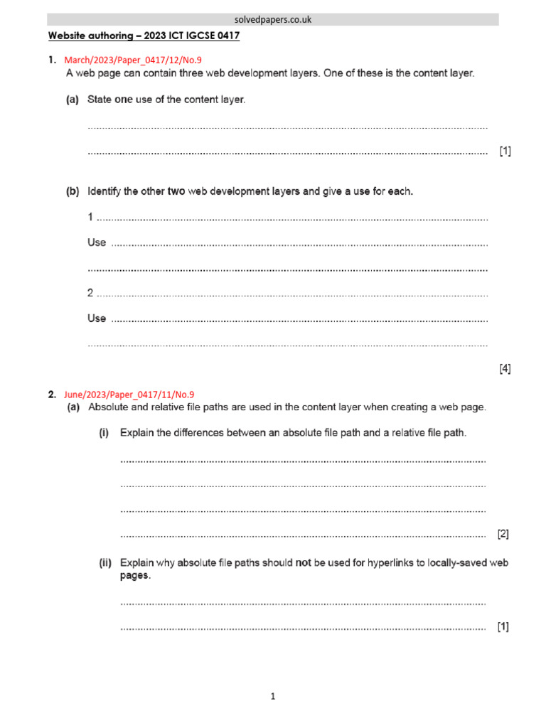 2023 ICT IGCSE 0417 Exam Papers | PDF