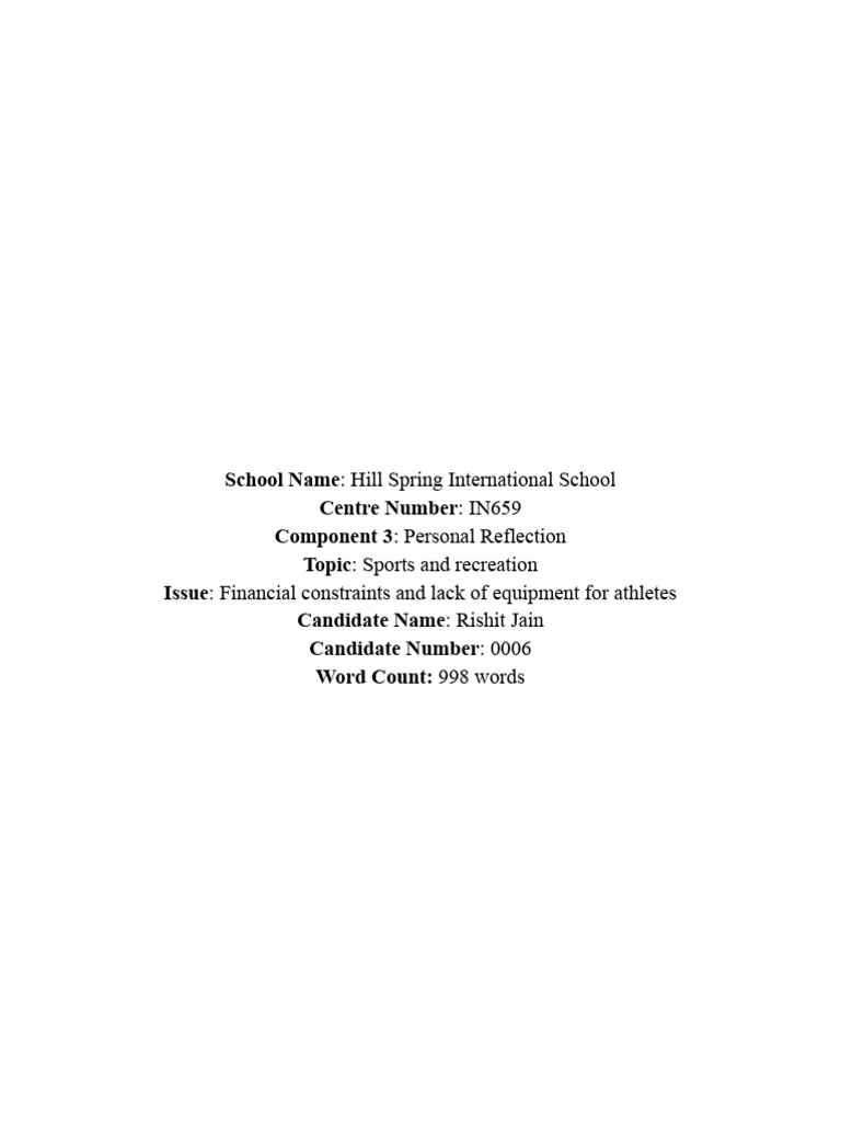 0006 IN659 IndividualReflection RishitJain | PDF | Sports | Social ...