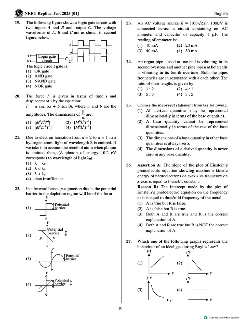 NEET Replica Test 01 - Test Paper - Ummeed NEET 2025 - 4 | PDF