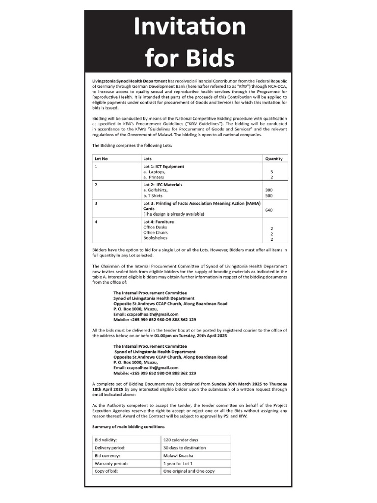 Invitation For Bids | PDF