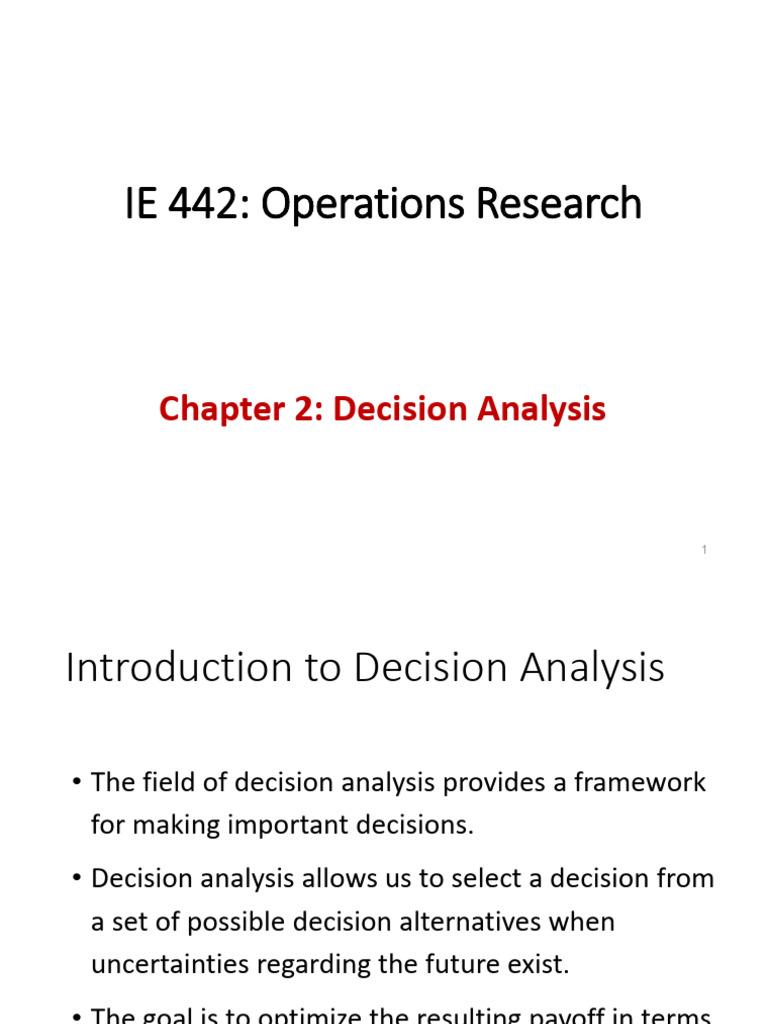 Chapter 2 Decision analysis | PDF | Decision Theory | Economics Of Uncertainty