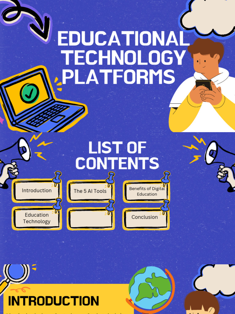 Blue and Yellow Illustrative Digital Education Presentation | PDF | Educational Technology ...