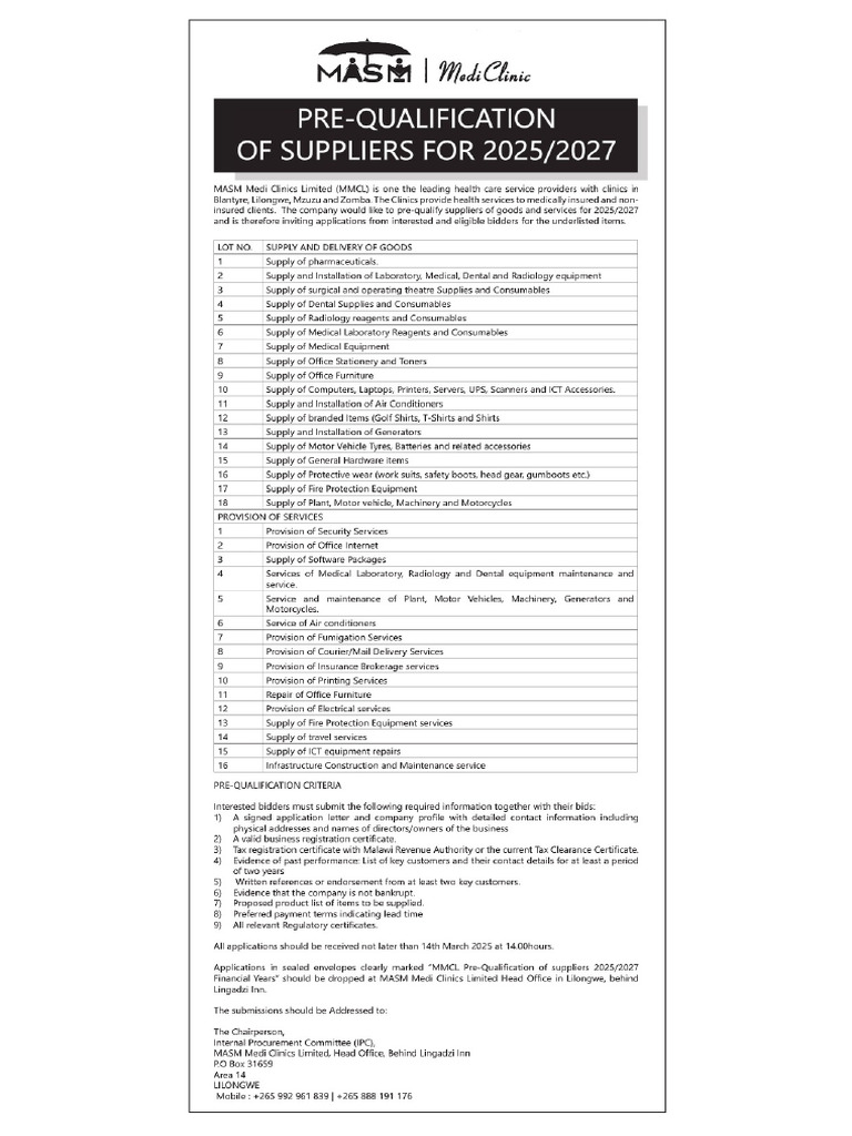 Pre-Qualification of Suppliers | PDF