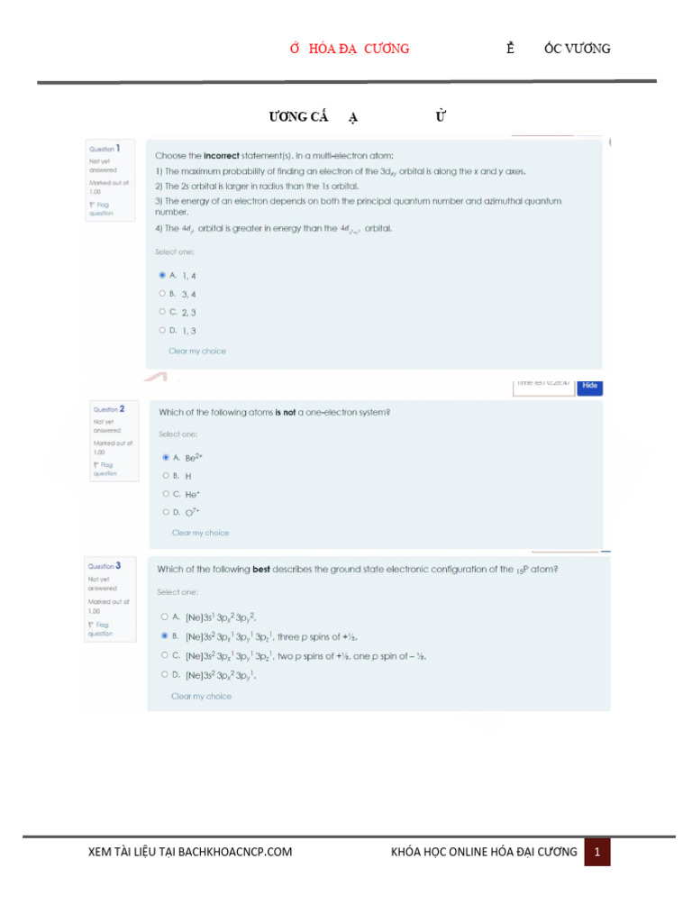 BTL 2 Chương Cấu Tạo Nguyên Tử-Oisp | PDF